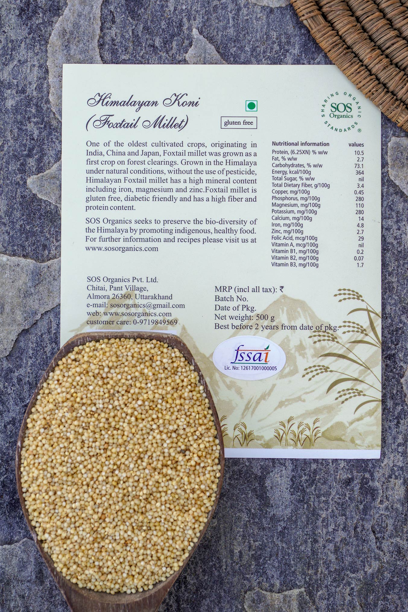 Himalayan Koni (Foxtail Millet) minerals-iron - SOS Organics